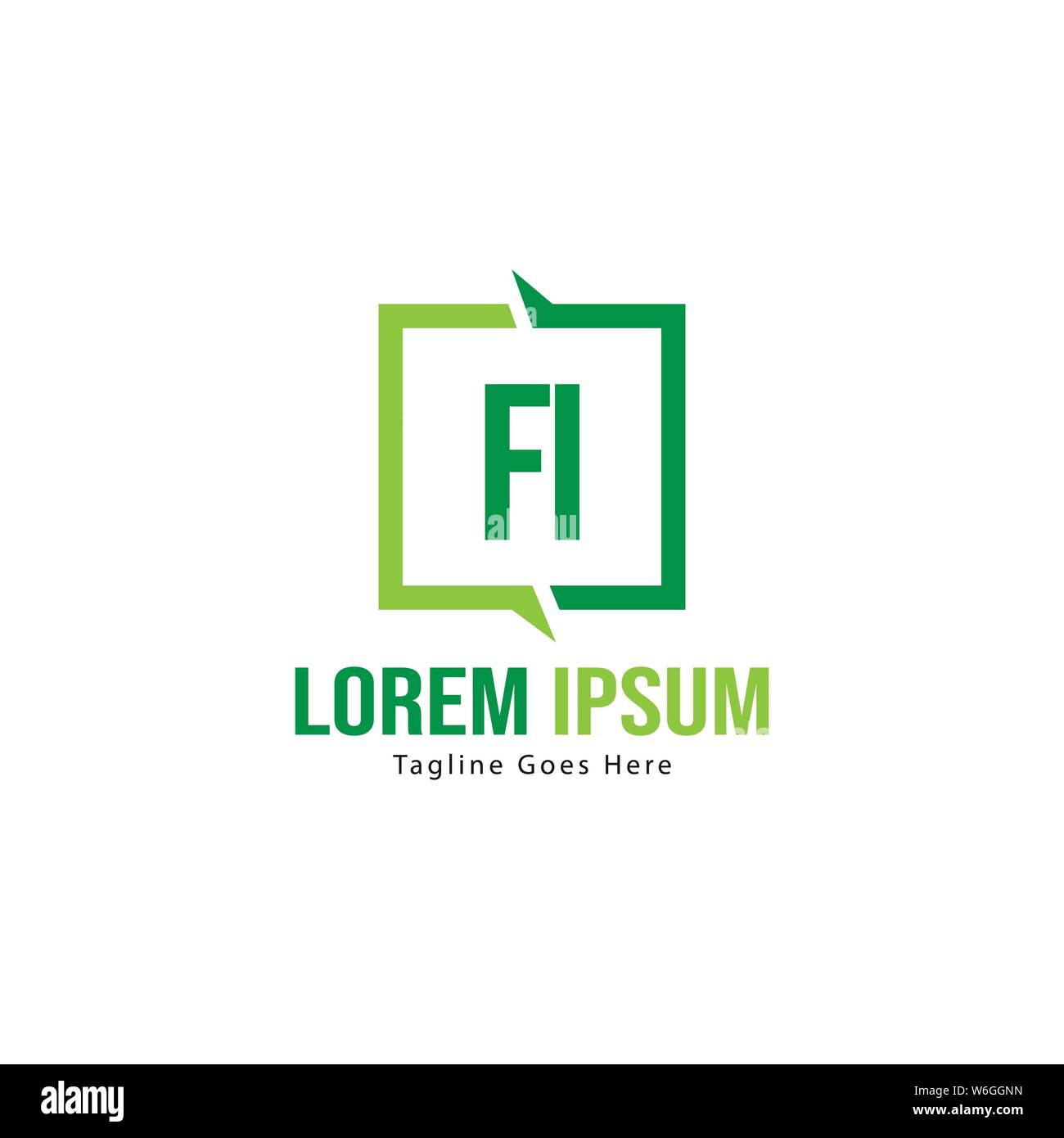 Initial FI logo template with modern frame. Minimalist FI letter logo vector illustration design ...