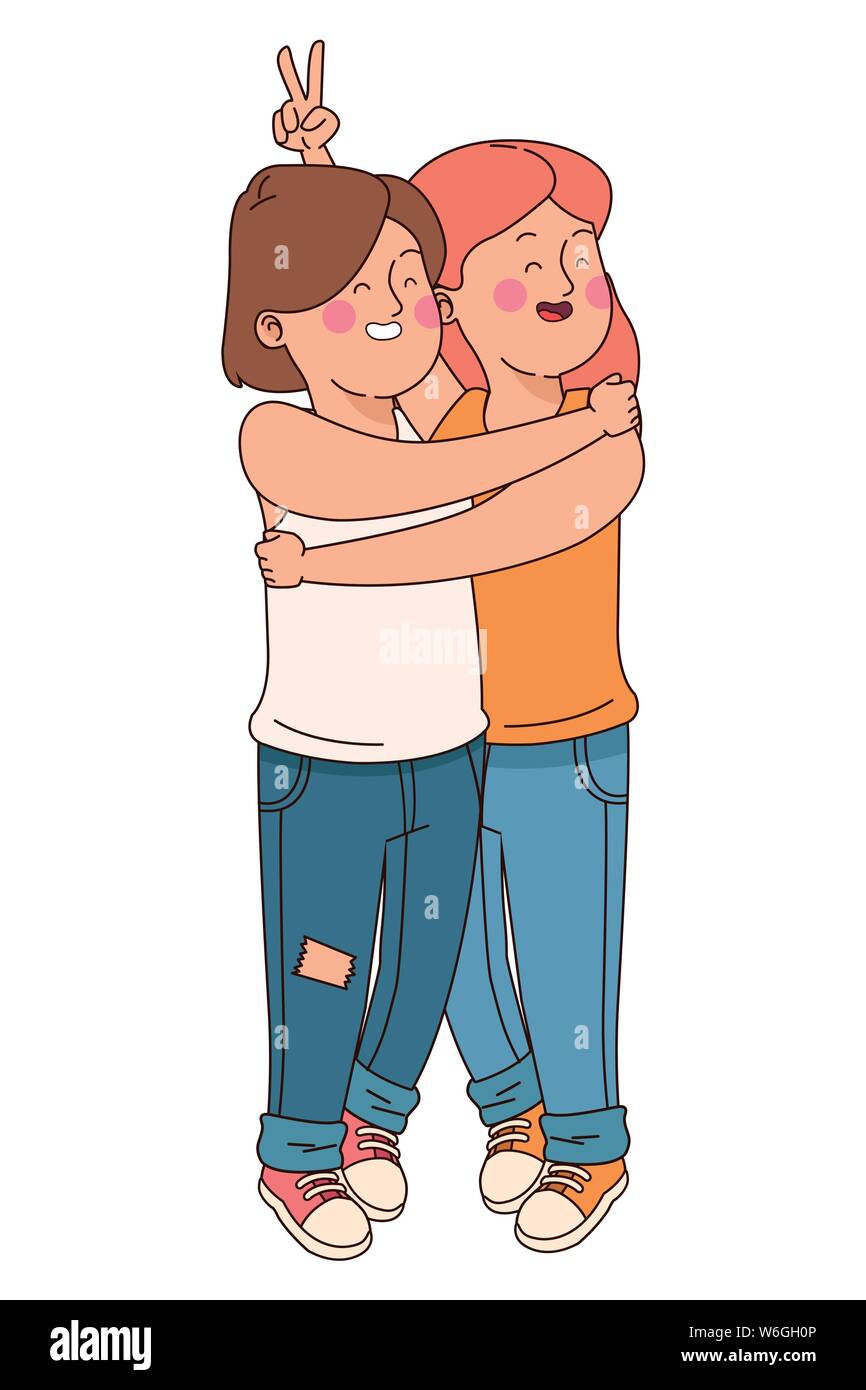 Teenagers friends smiling and having fun cartoon Stock Vector Image ...
