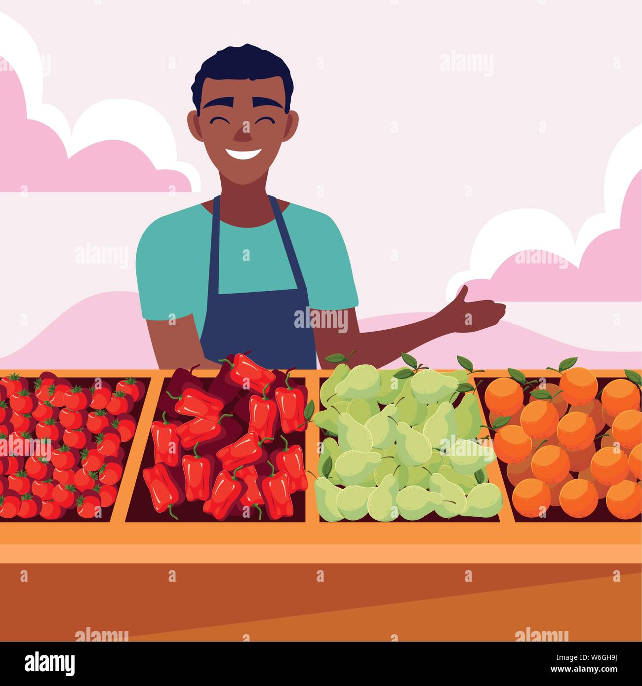Fruits And Veggies Clip Art Man Smiling Male Farmer With Fruits And