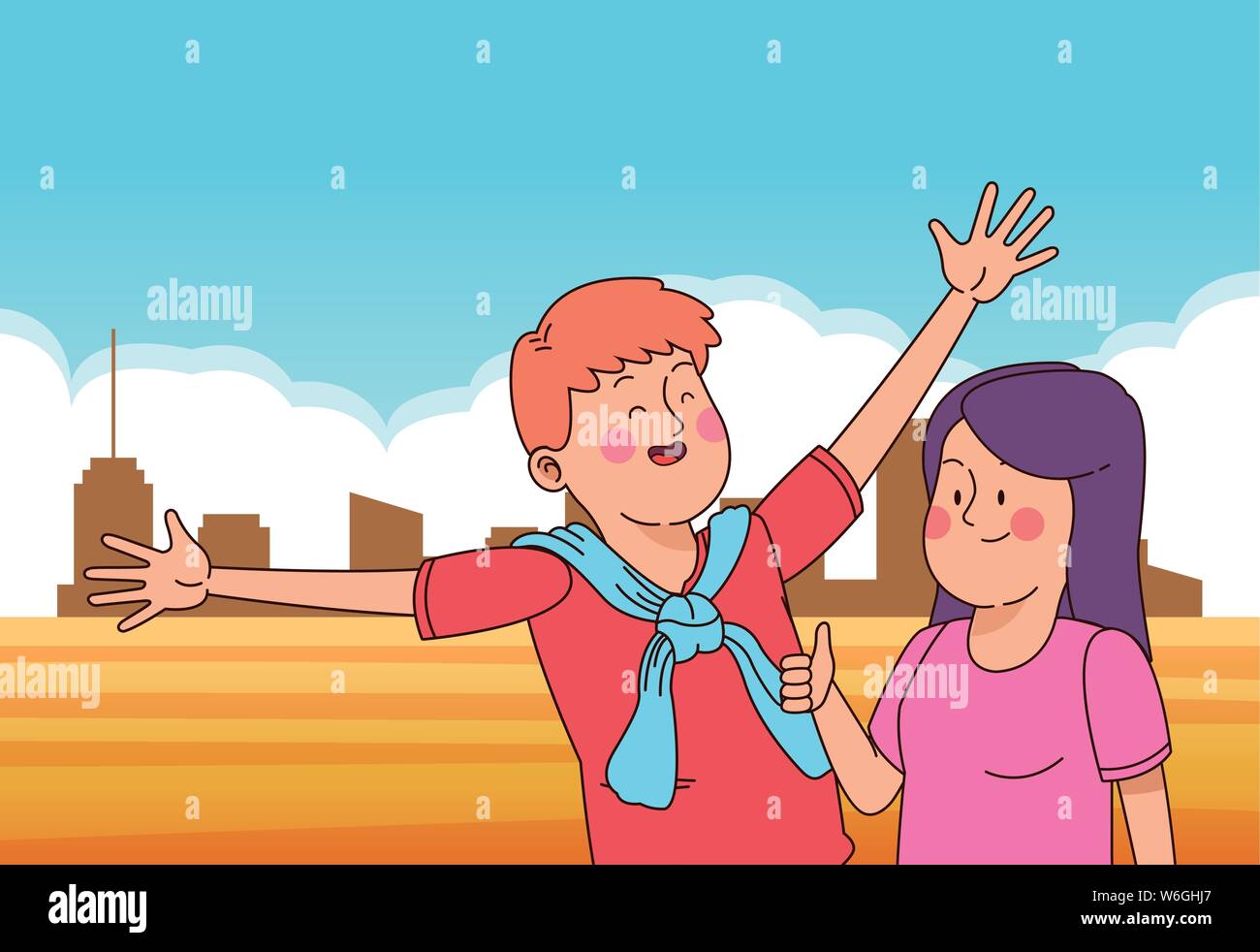 Teenagers friends smiling and having fun cartoon Stock Vector Image ...