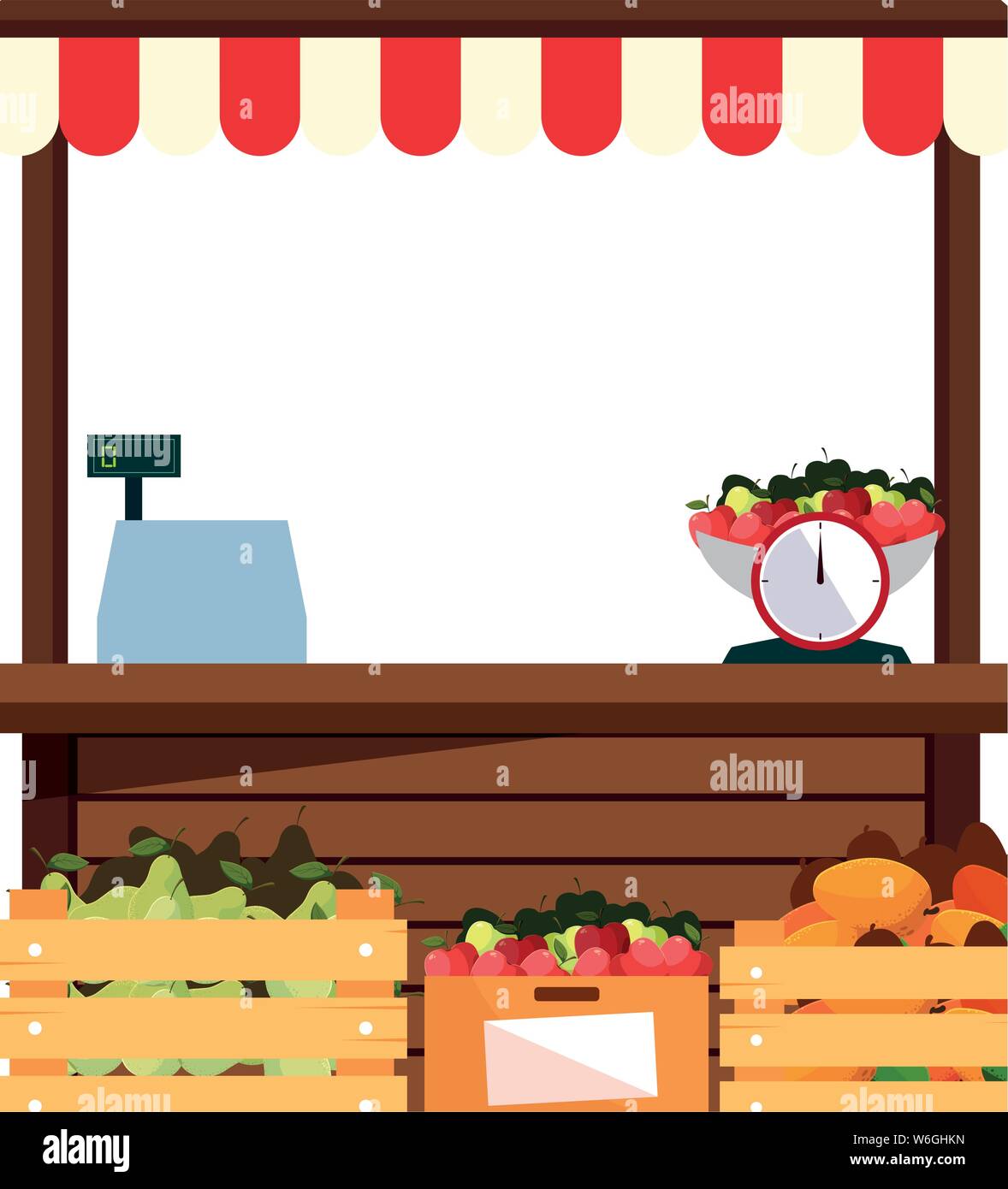 stand selling vegetables and fruits vector illustration Stock Vector ...