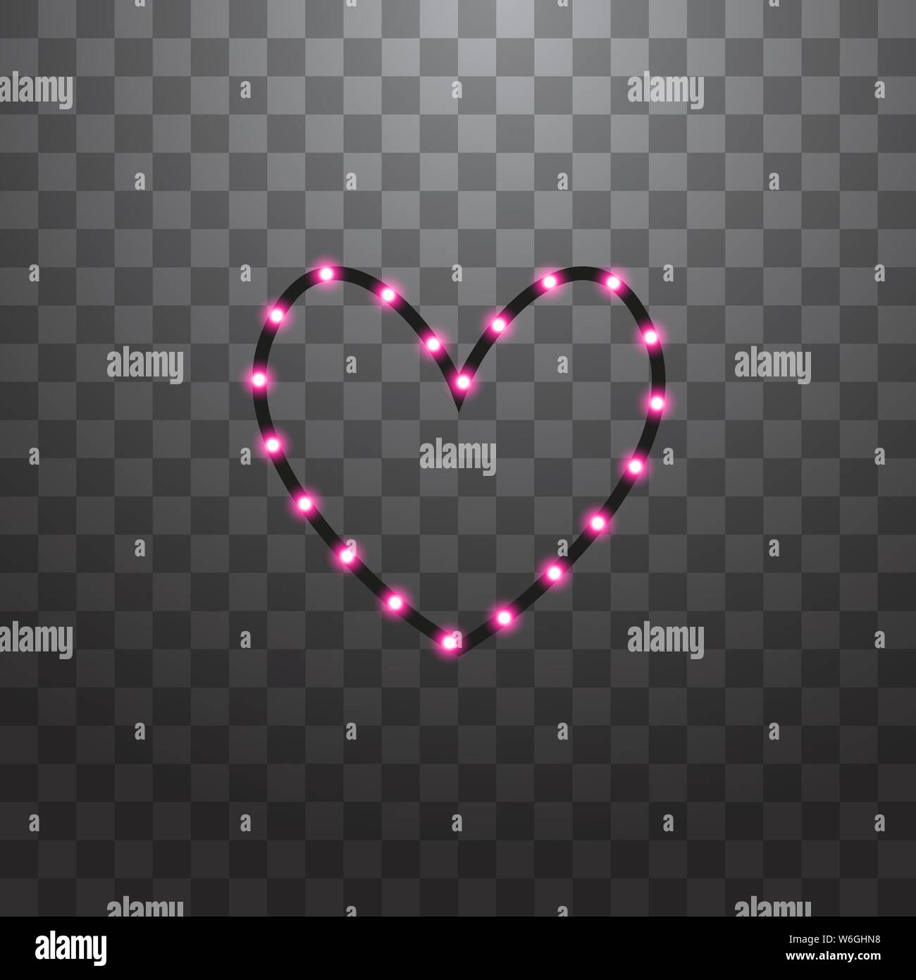Pink LED stripes with heart one line on transparent background Stock ...