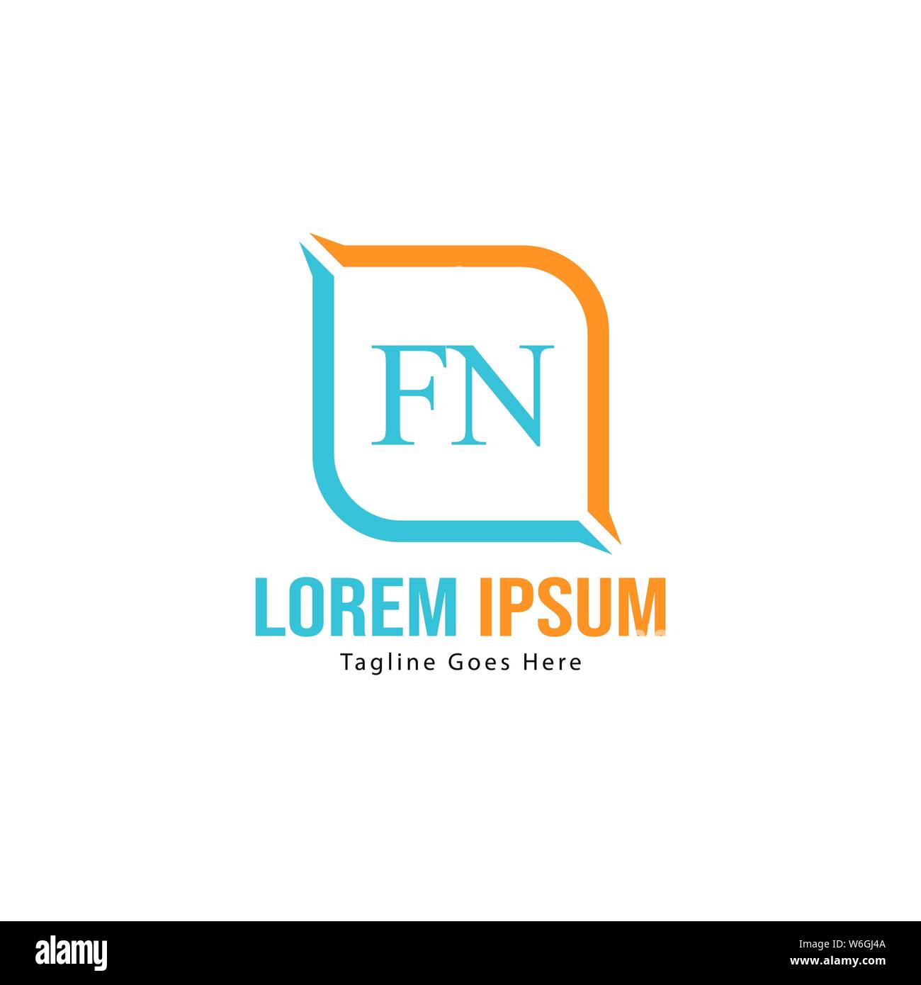 Initial FN logo template with modern frame. Minimalist FN letter logo ...