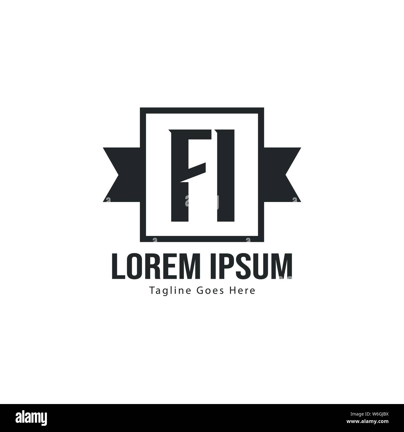 Initial FI logo template with modern frame. Minimalist FI letter logo ...