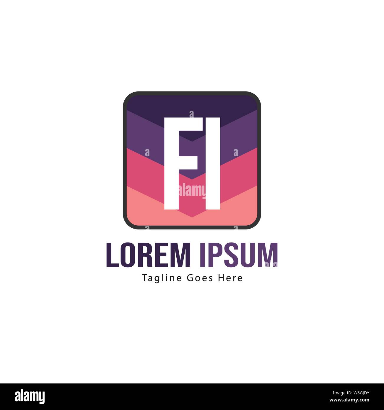 Initial FI logo template with modern frame. Minimalist FI letter logo vector illustration design ...