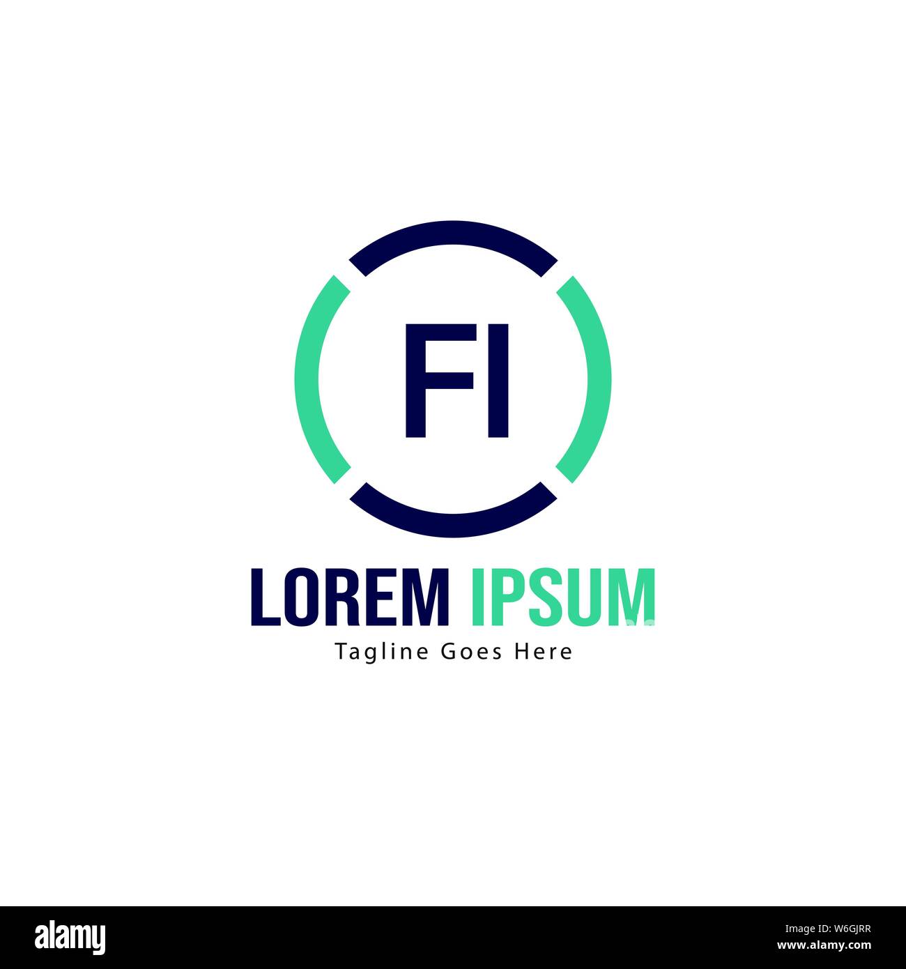 Initial FI logo template with modern frame. Minimalist FI letter logo ...