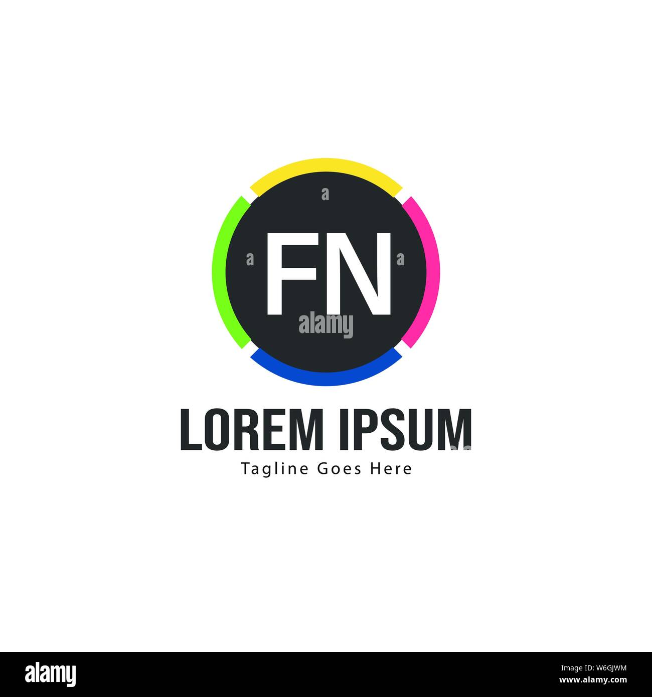Initial FN logo template with modern frame. Minimalist FN letter logo ...