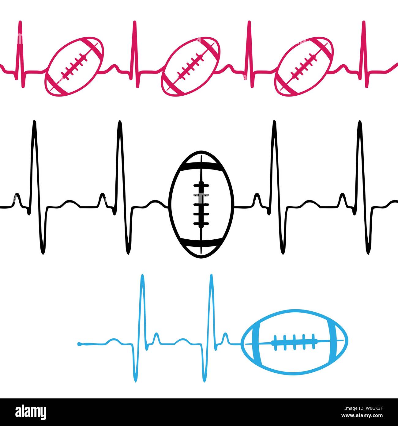 Set of three pulse tlines with different american football symbols ...