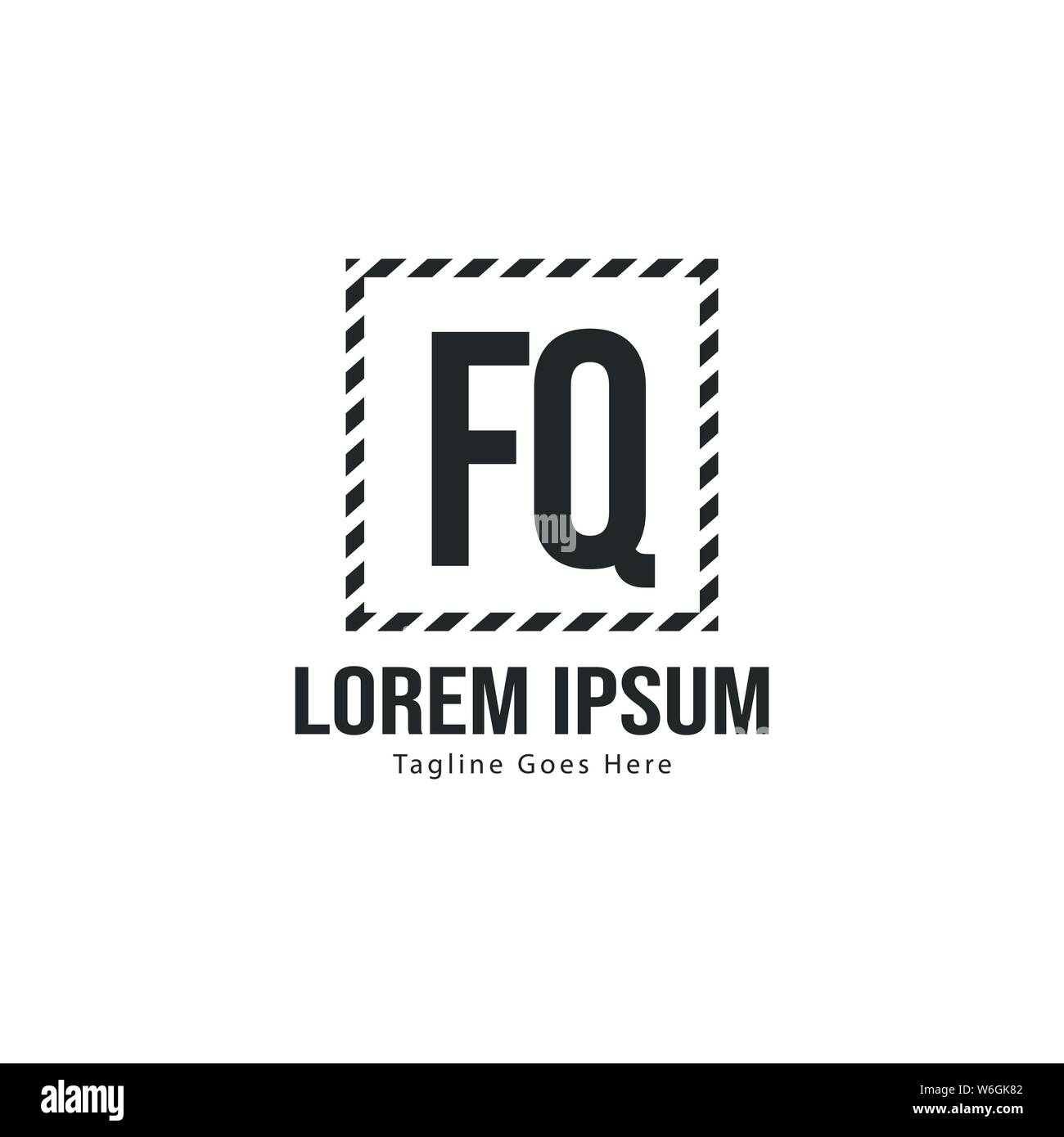 Initial FQ logo template with modern frame. Minimalist FQ letter logo ...