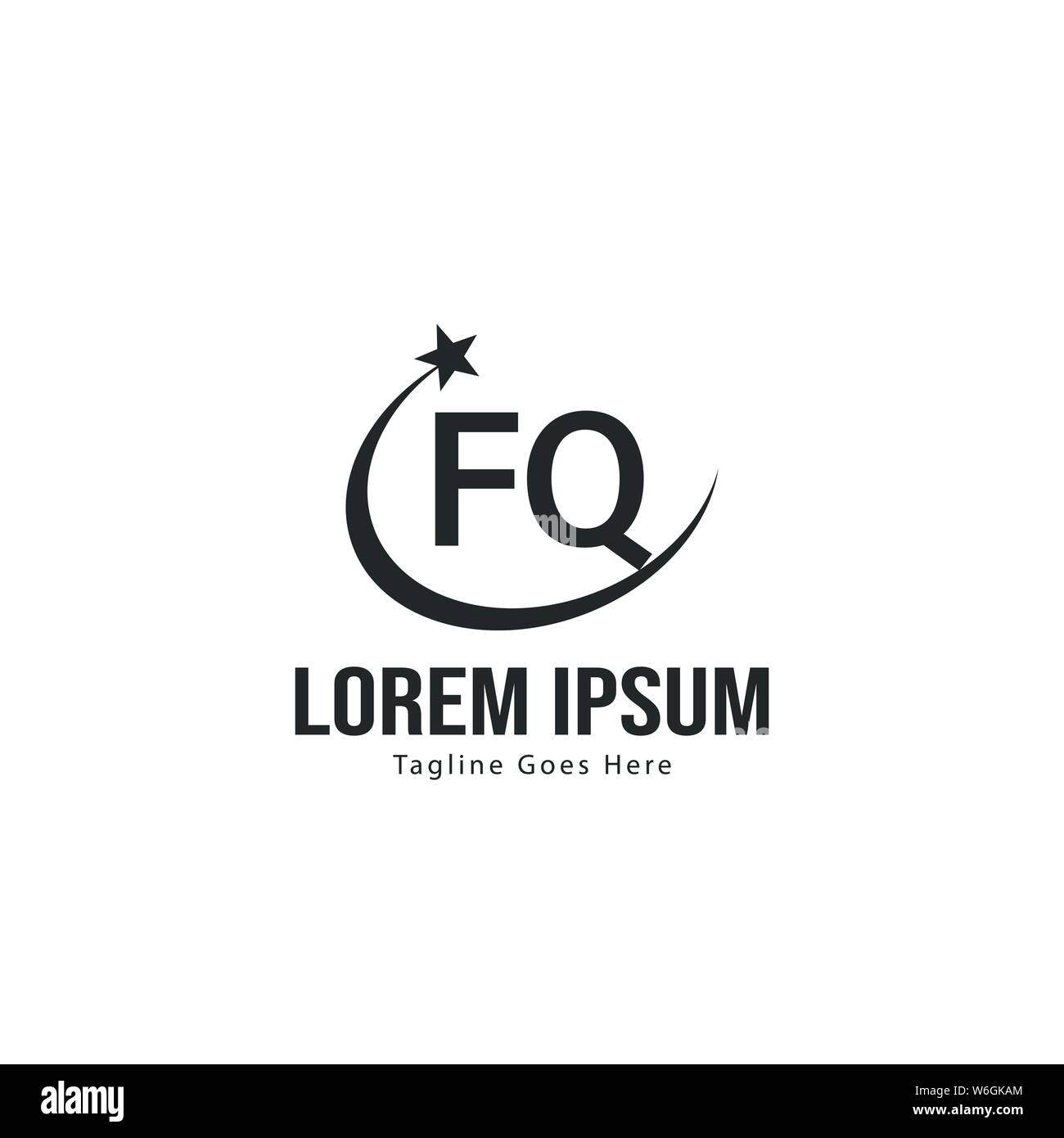Initial FQ logo template with modern frame. Minimalist FQ letter logo ...