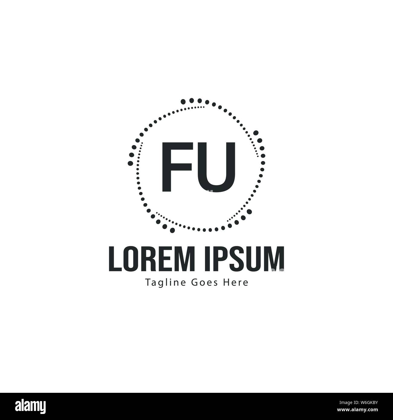 Initial FU logo template with modern frame. Minimalist FU letter logo ...