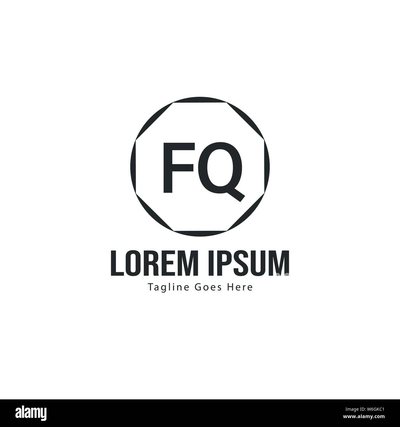 Initial FQ logo template with modern frame. Minimalist FQ letter logo ...