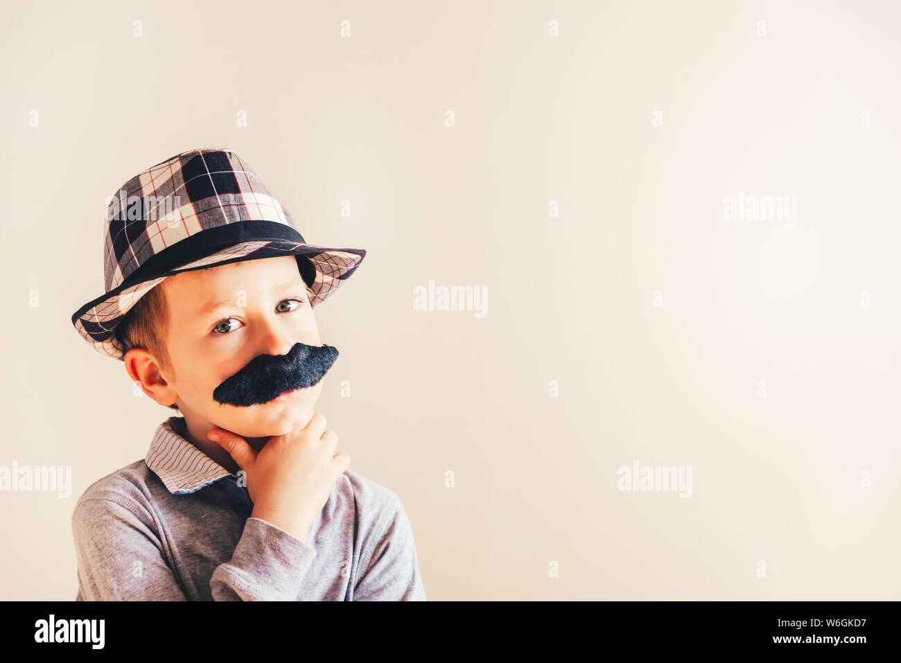 Child with mustache isolated on white Stock Photo - Alamy