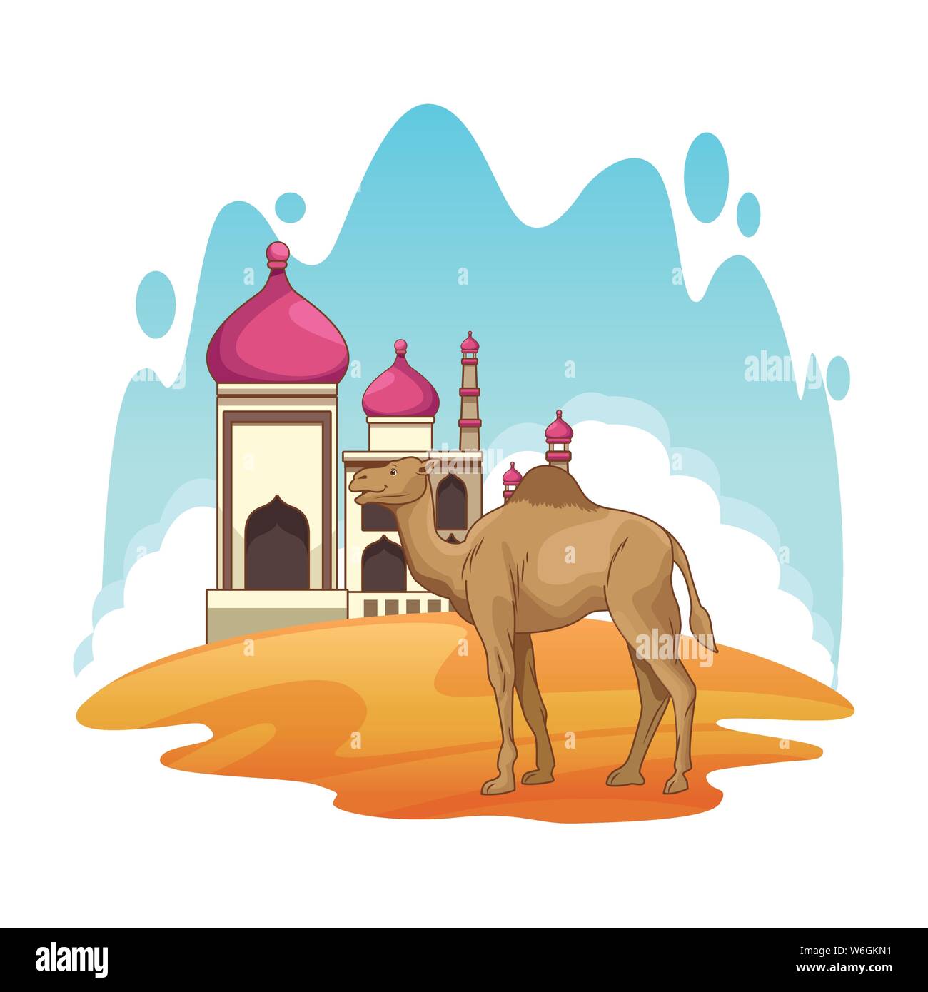 Taj mahal and camel cartoon scenery Stock Vector Image & Art - Alamy