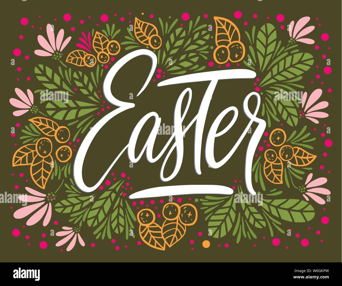 Vintage postcard flower handwriting Stock Vector Images - Alamy