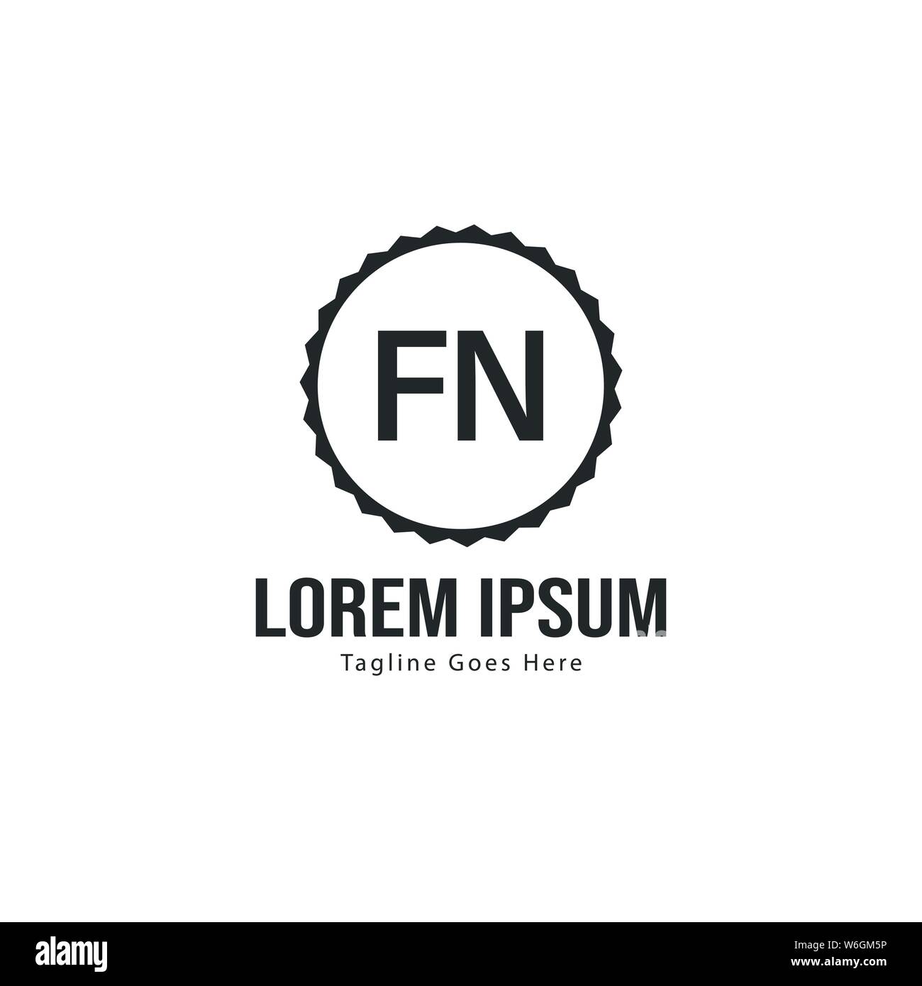 Initial FN logo template with modern frame. Minimalist FN letter logo ...