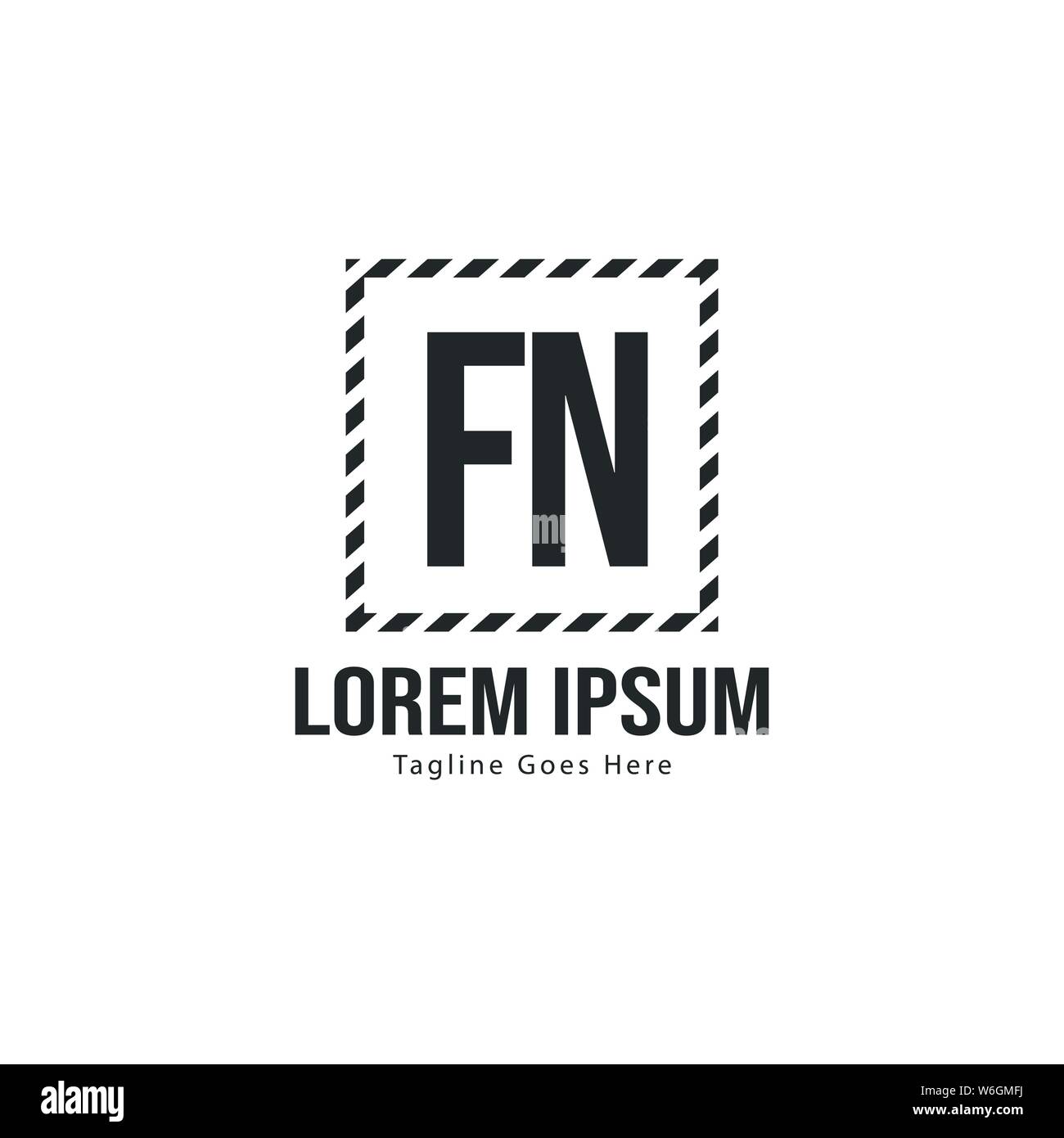 Initial FN logo template with modern frame. Minimalist FN letter logo ...