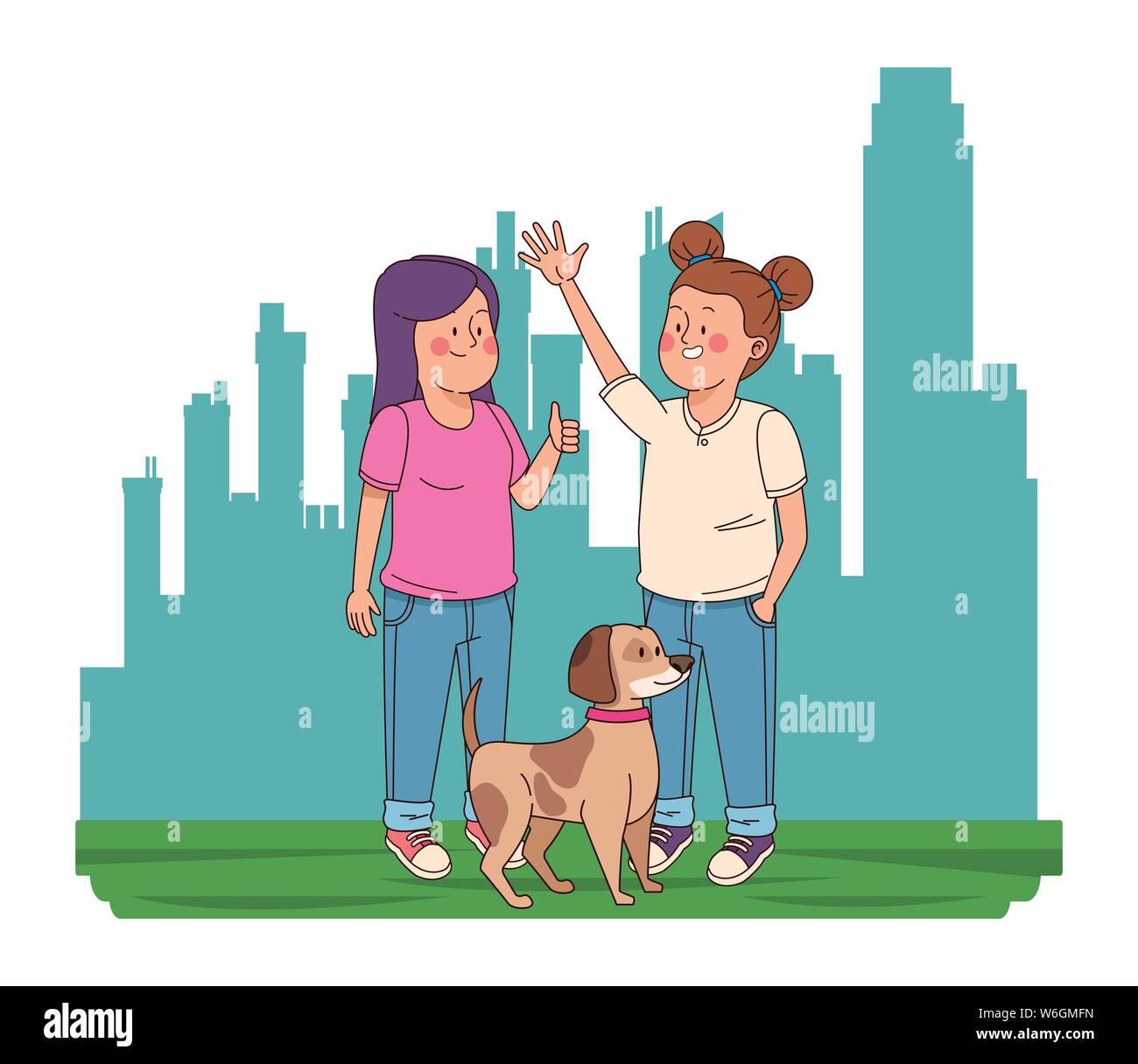 Teenagers friends smiling and having fun cartoon Stock Vector Image ...