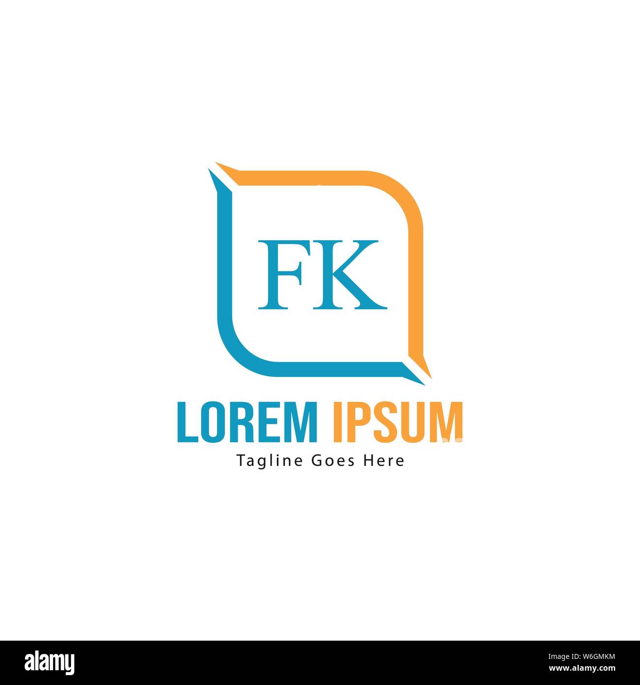 Initial FK logo template with modern frame. Minimalist FK letter logo ...