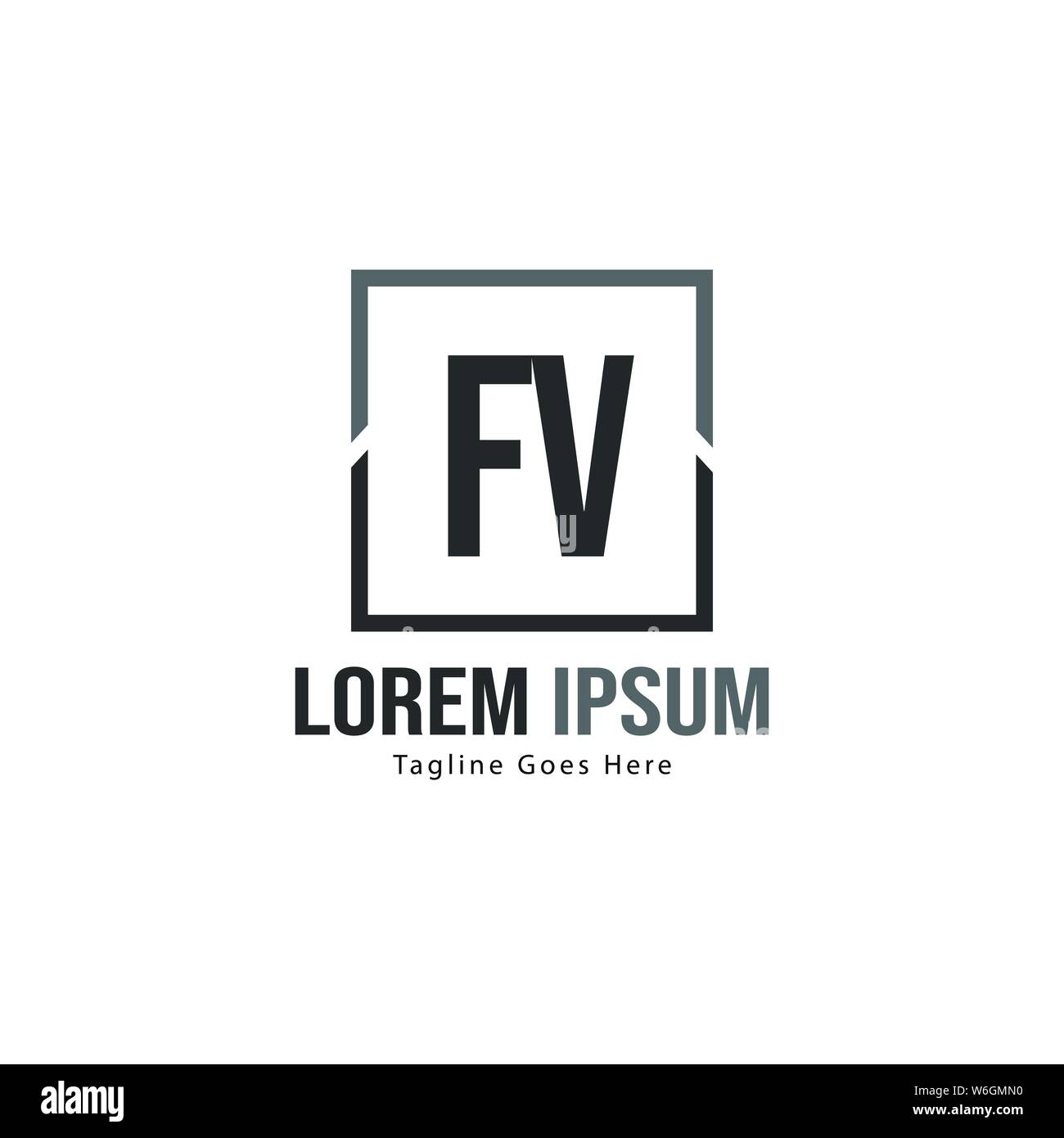 Initial FV logo template with modern frame. Minimalist FV letter logo ...