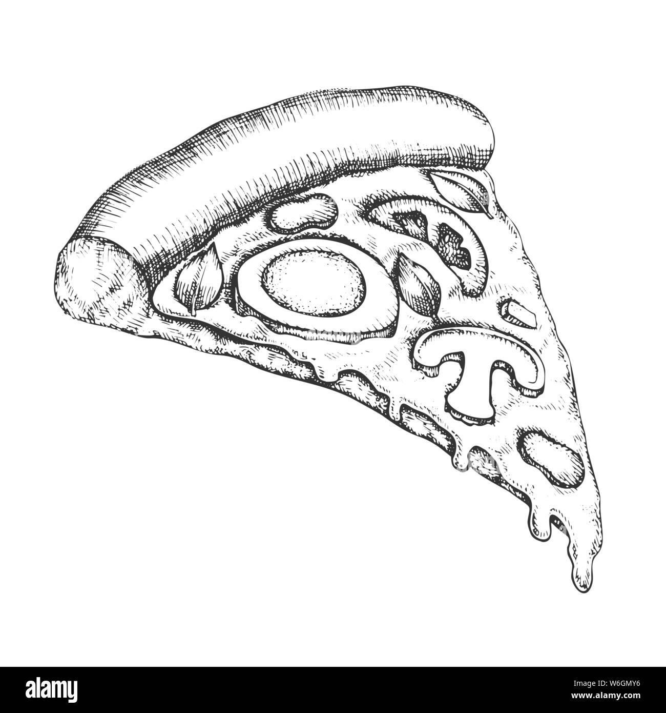 Vegetarian Italian Slice Pizza Vintage Vector Stock Vector Image & Art ...