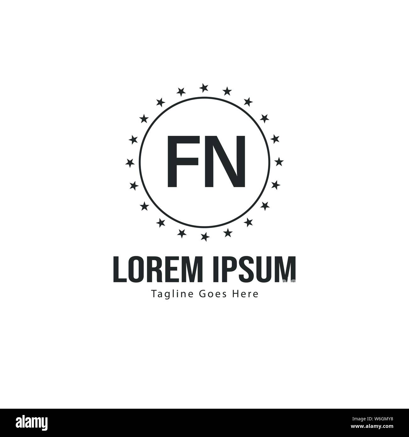 Initial FN logo template with modern frame. Minimalist FN letter logo ...