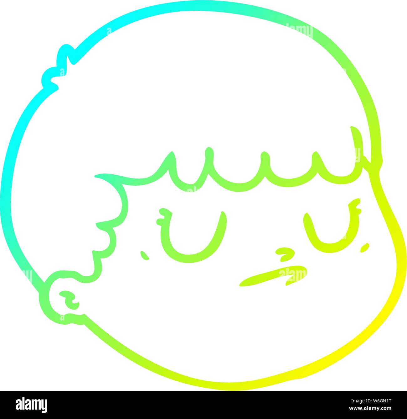 cold gradient line drawing of a cartoon male face Stock Vector Image ...