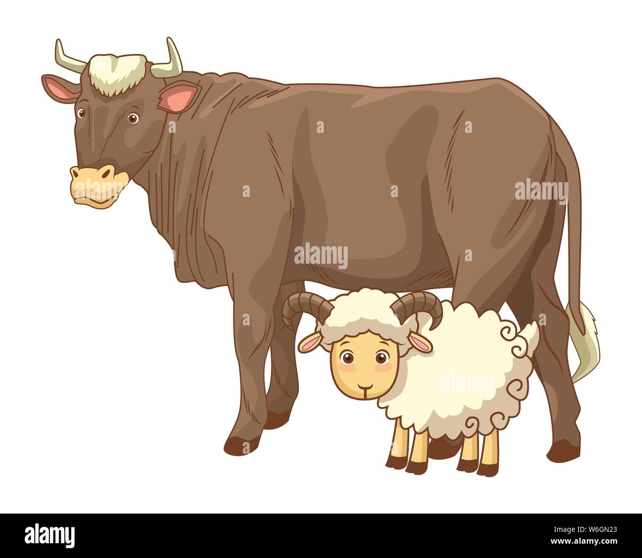 Cow and goat animals cartoon isolated Stock Vector Image & Art - Alamy