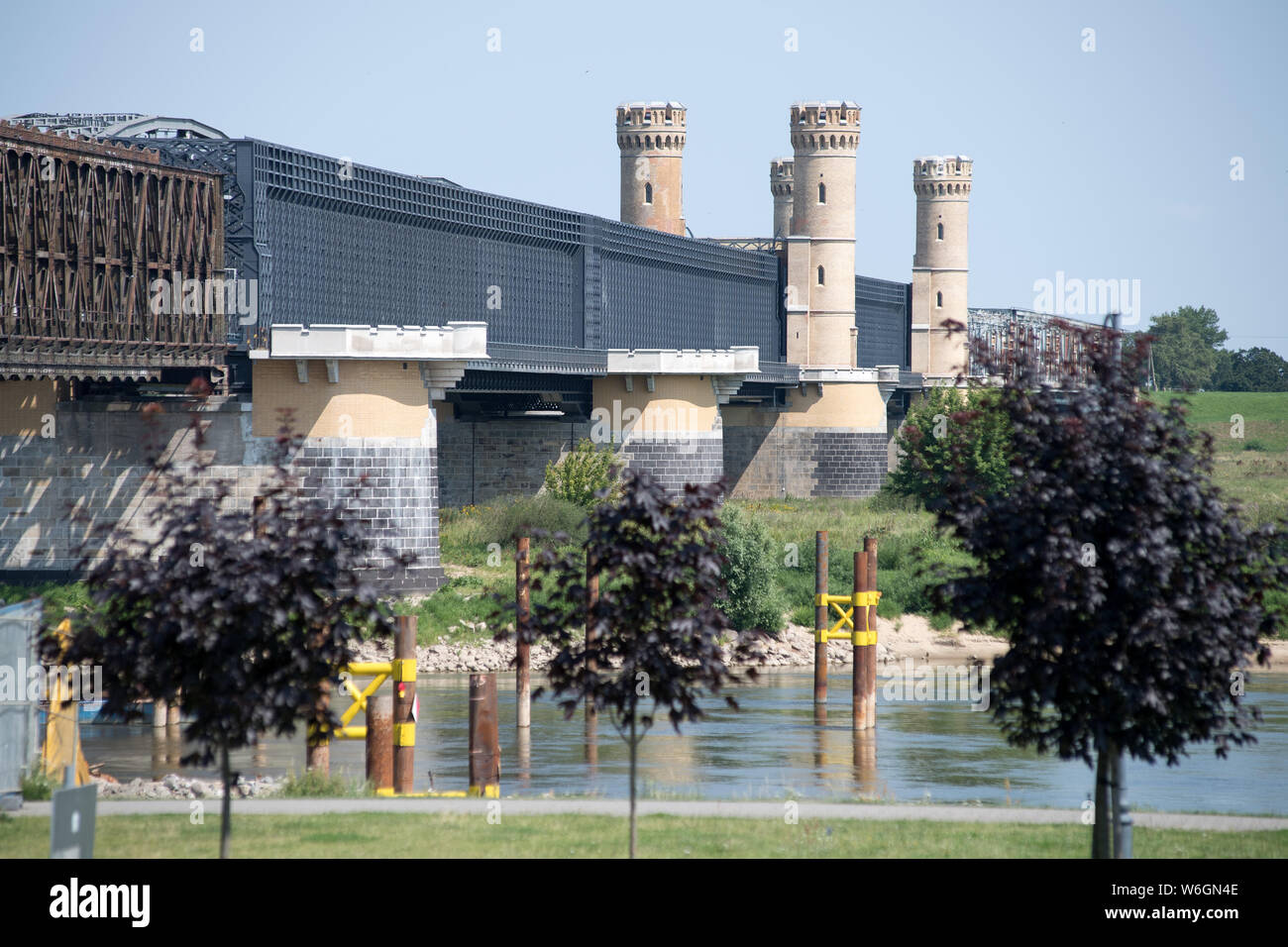 Road bridge and railway bridge on the Vistula River in Tczew, Poland ...