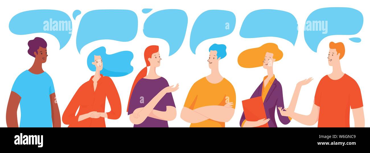 Vector illustration with business people taking conversation Stock ...