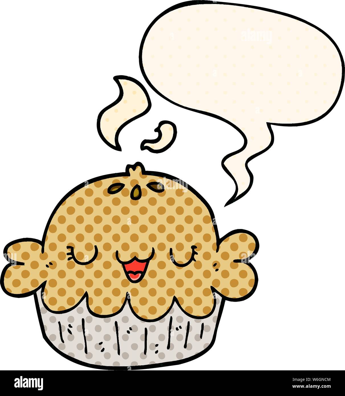 cute cartoon pie with speech bubble in comic book style Stock Vector ...