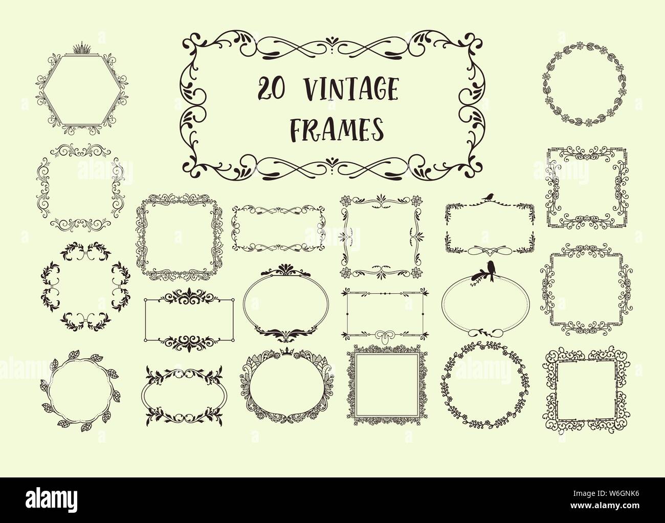 Set of Vector Vintage Decorative Elements for Invitations, Banners ...