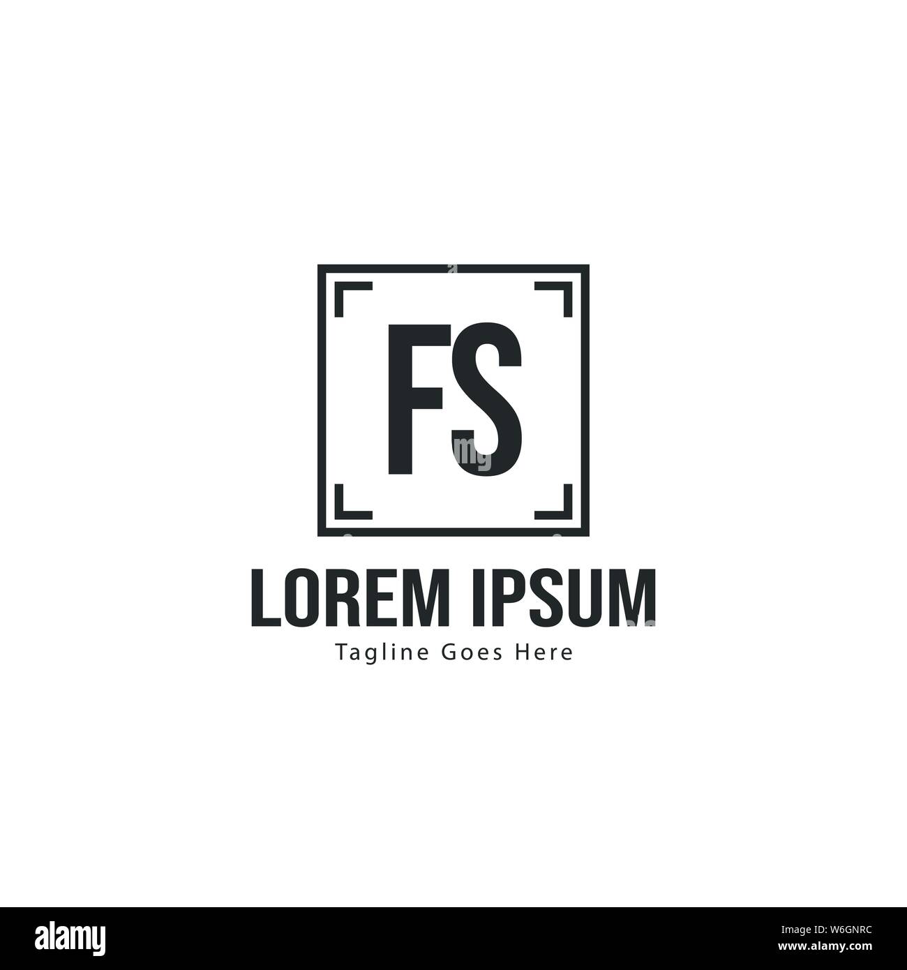 Initial FS logo template with modern frame. Minimalist FS letter logo ...