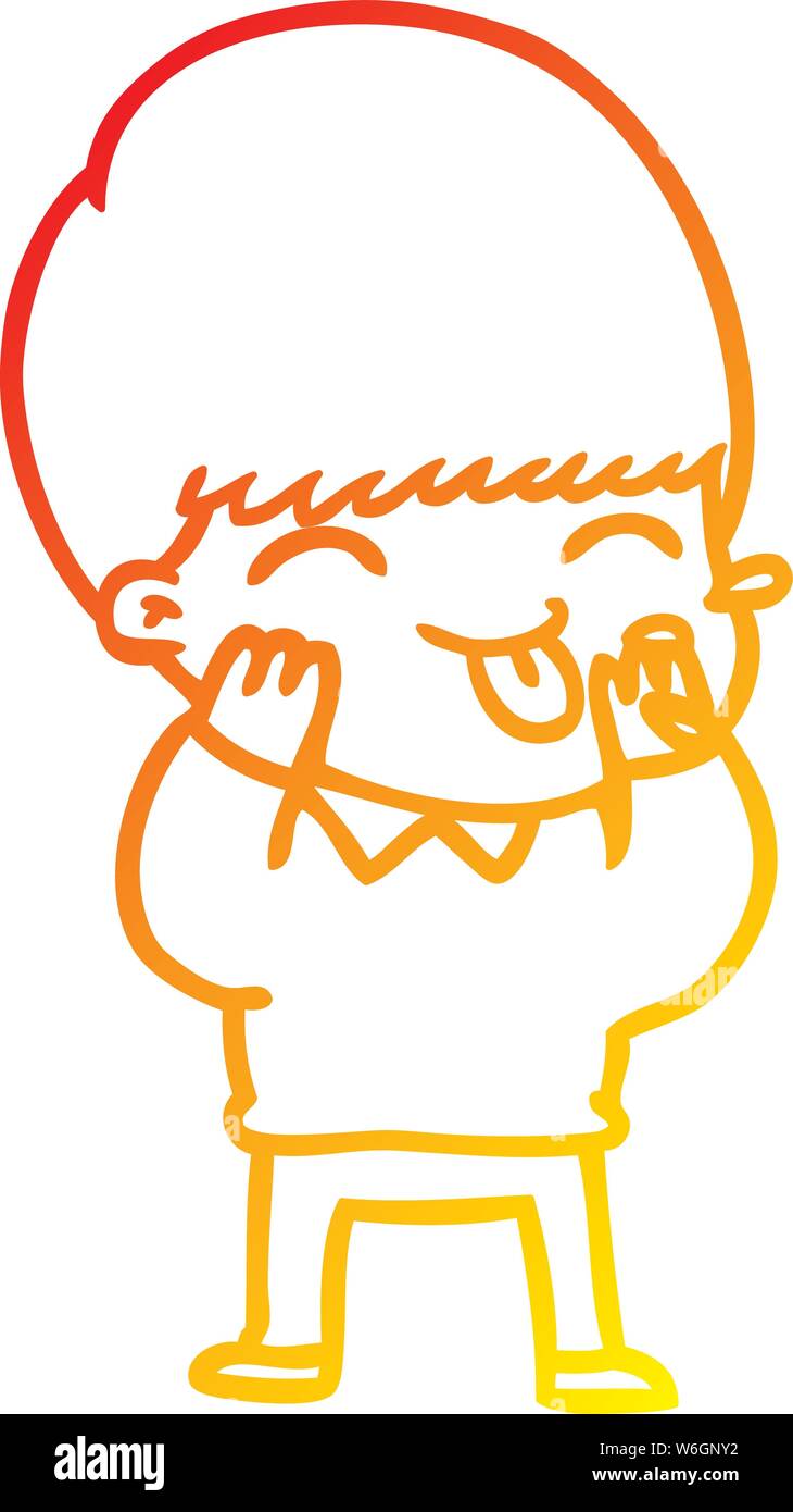 warm gradient line drawing of a cartoon boy blowing raspberry Stock ...