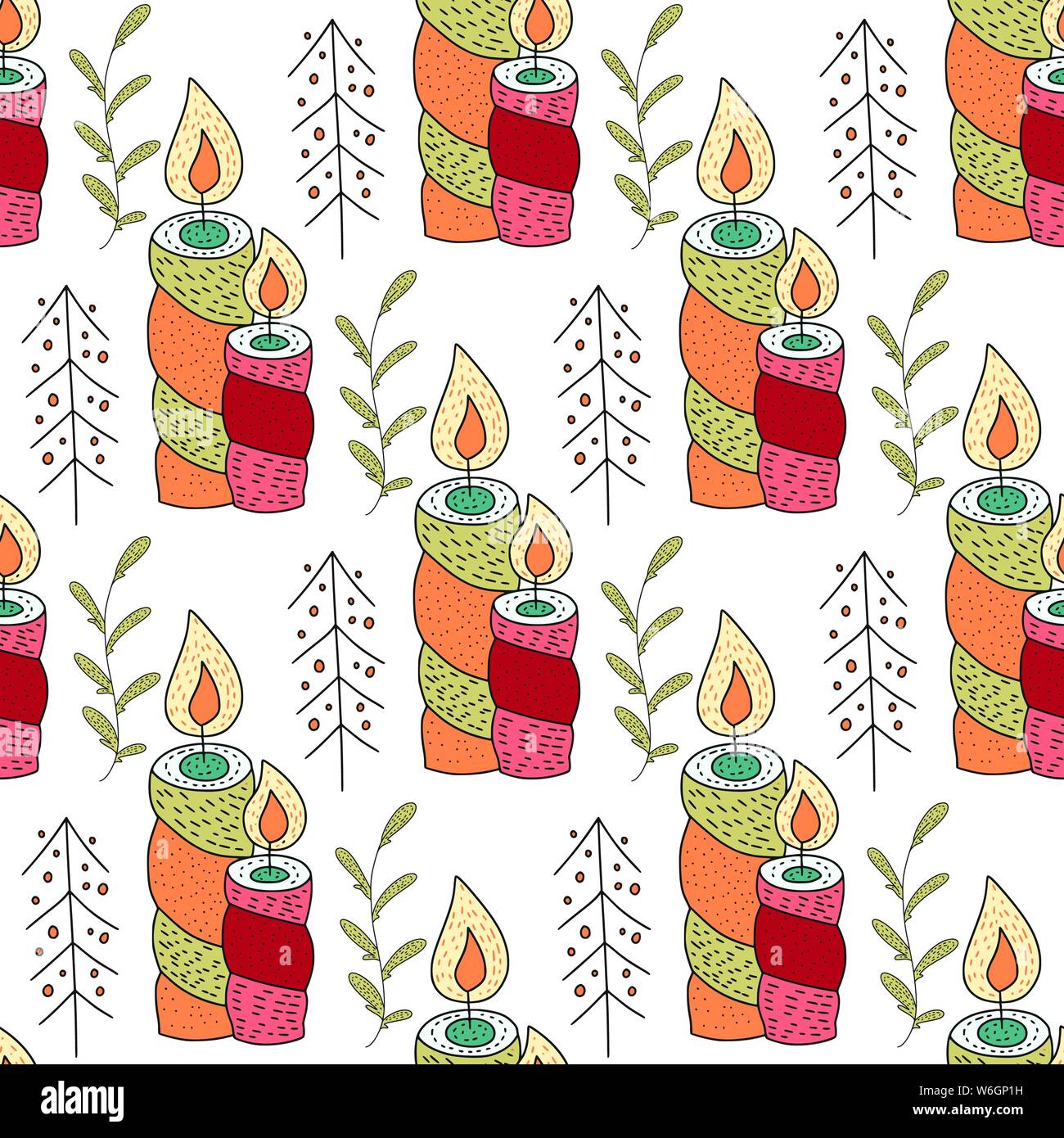 Christmas vector seamless pattern with detailed holiday illustrations ...