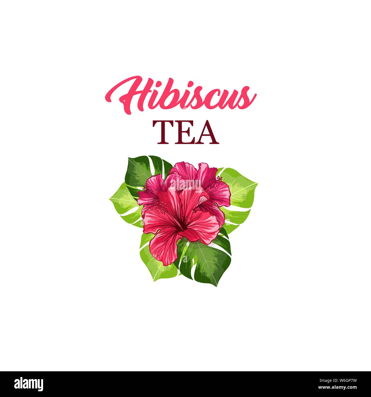 Tea Flyer or Leaflet Card with Hawaiian Hibiscus Red Fragrance Flower ...