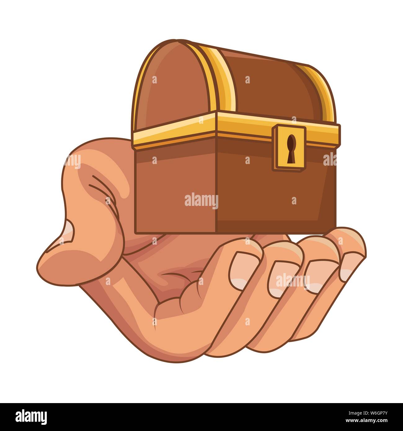 Hand with antique wooden chest cartoon Stock Vector Image & Art - Alamy