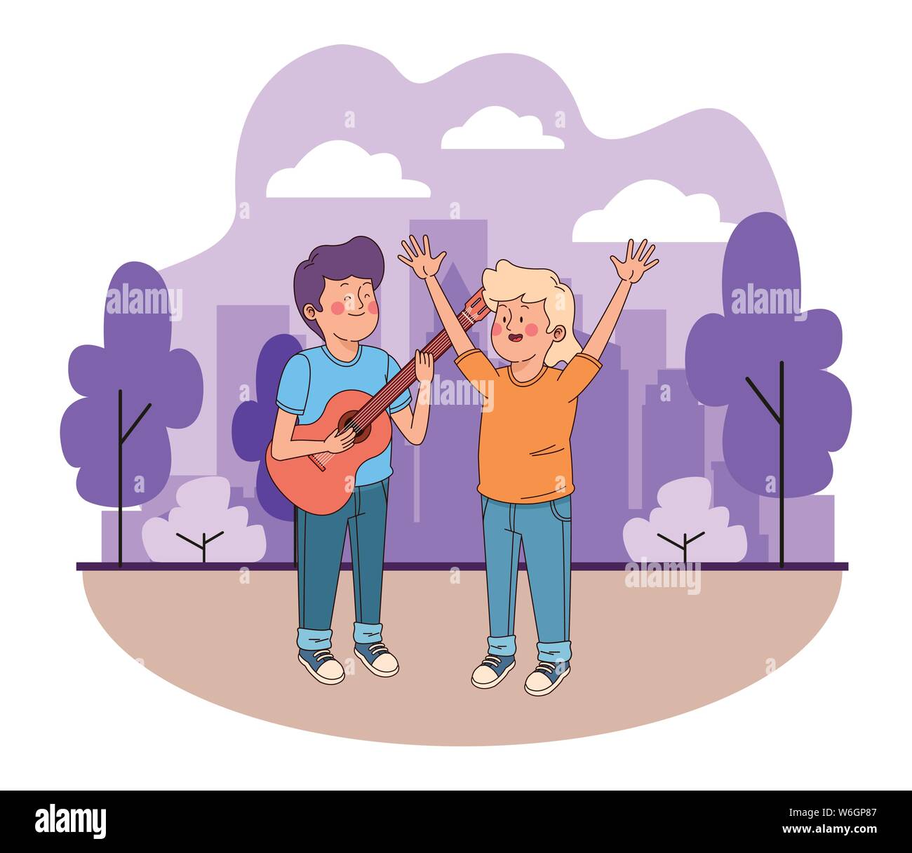 Teenagers friends smiling and having fun cartoon Stock Vector Image ...