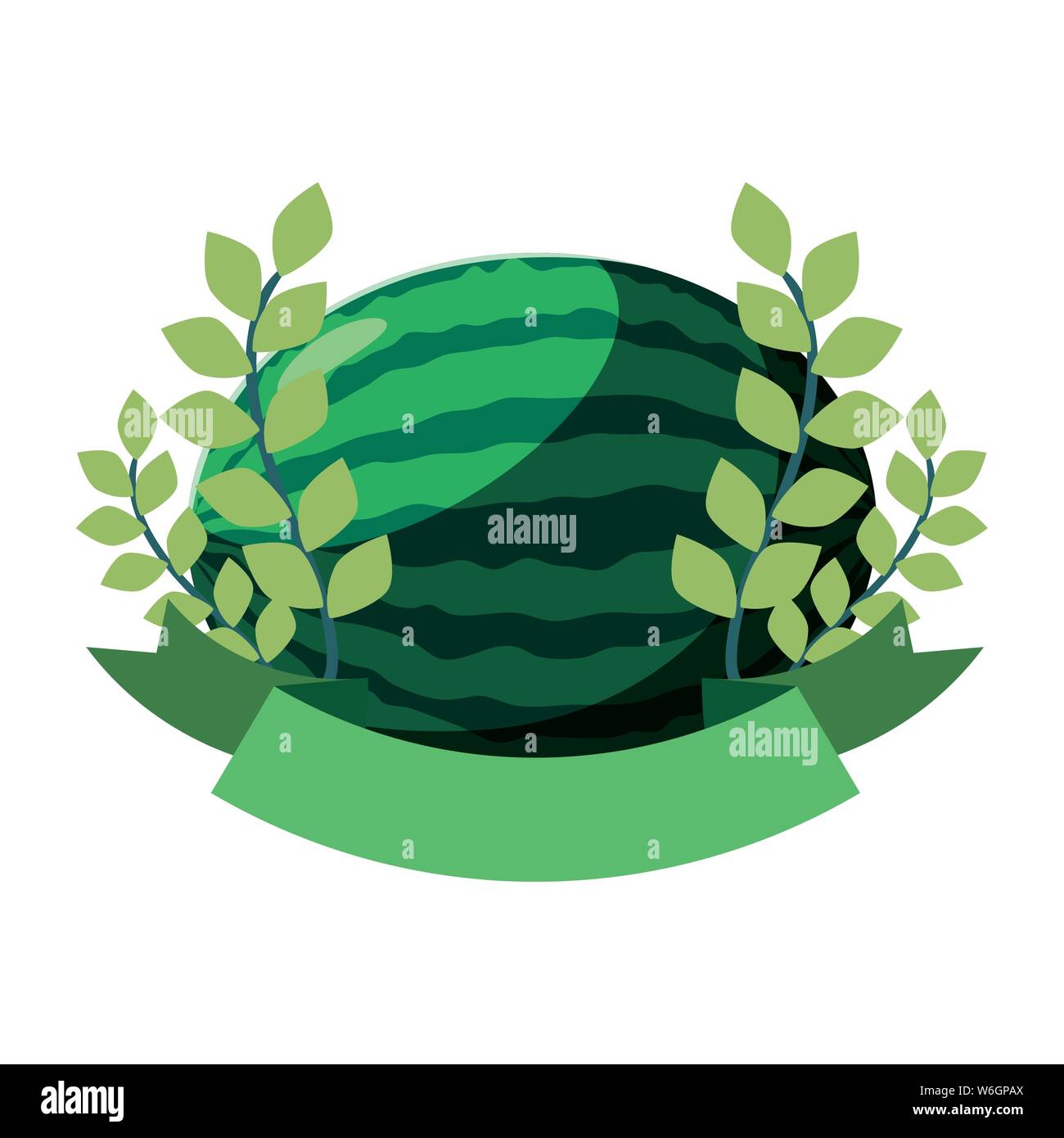 watermelon fresh fruit leaves stamp vector illustration Stock Vector ...