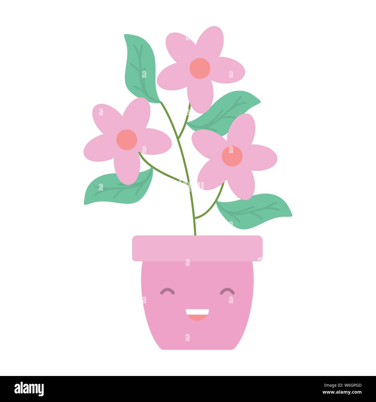 garden flowers plant in pot kawaii character vector illustration design ...