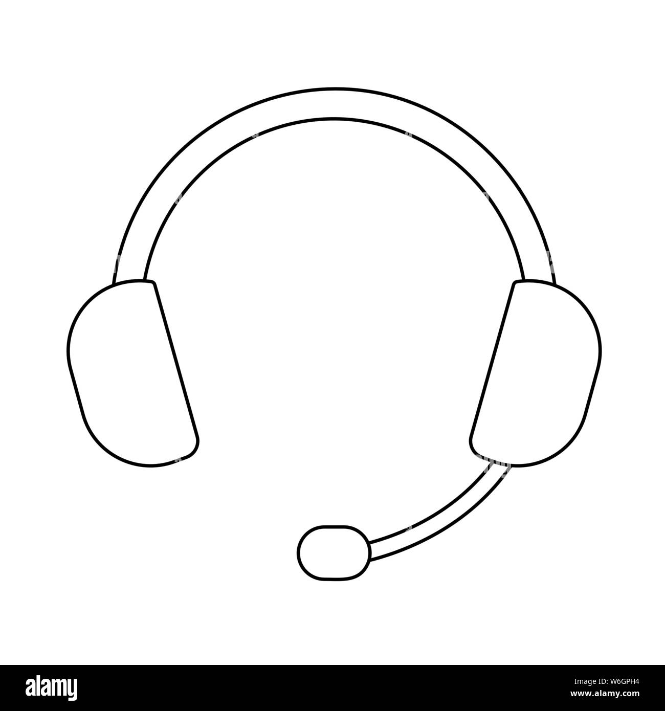 Headset Icon. Outline Simple Design With Editable Stroke. Vector ...