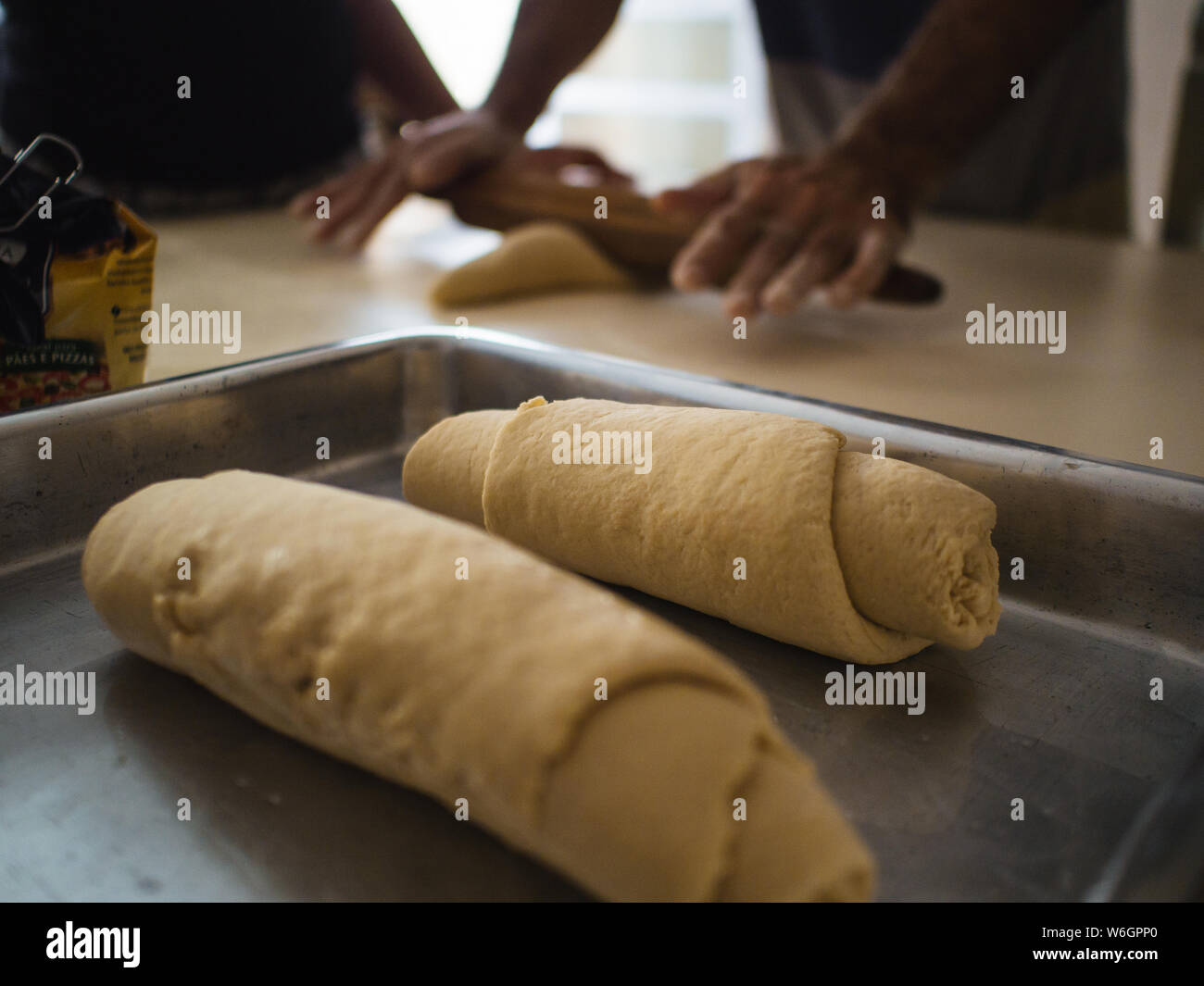 Homemade bread getting ready to bake Stock Photo - Alamy