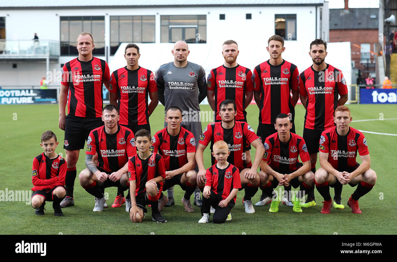 Crusaders line up for a team photo during the UEFA Europa League second ...