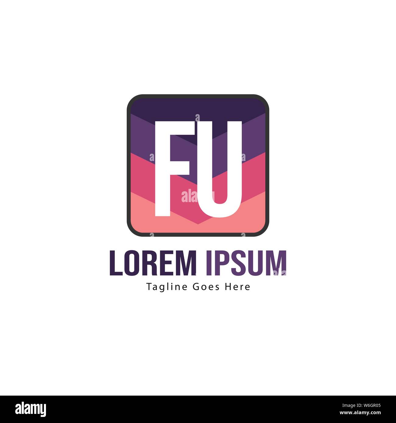 Initial FU logo template with modern frame. Minimalist FU letter logo ...