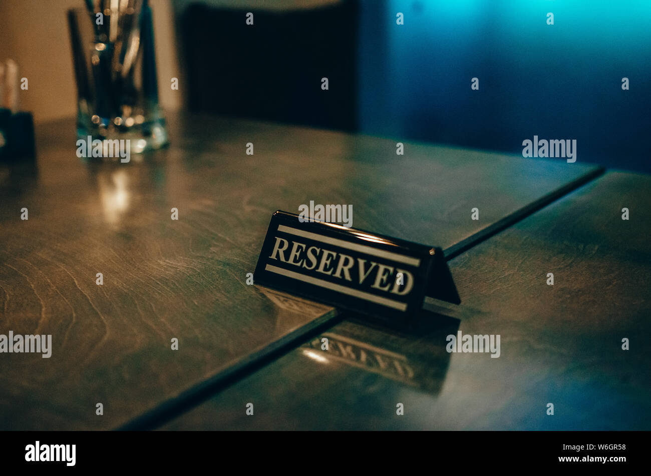 Restaurant reserved table sign. Reservation seat at restaurant for ...