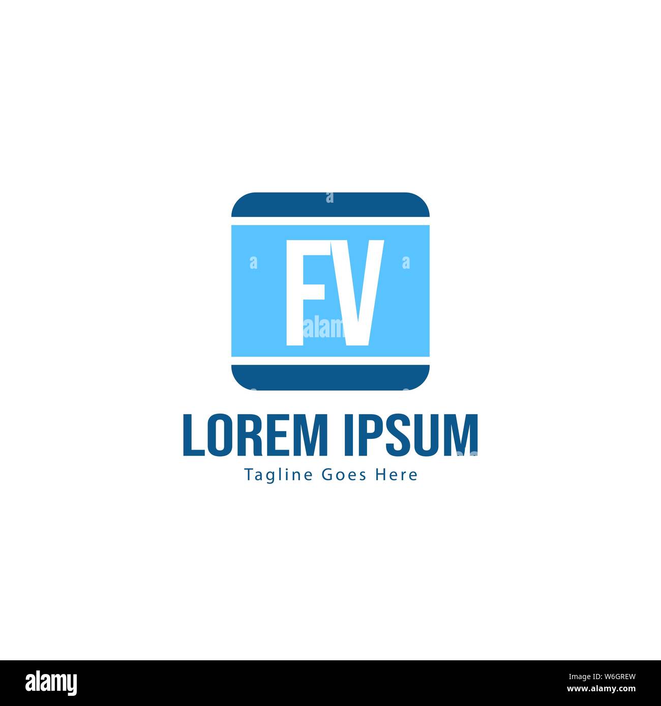 Initial FV logo template with modern frame. Minimalist FV letter logo ...