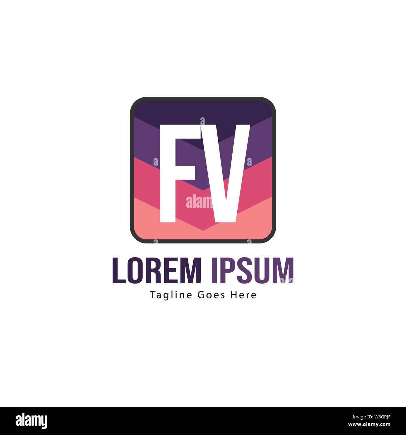 Initial FV logo template with modern frame. Minimalist FV letter logo ...