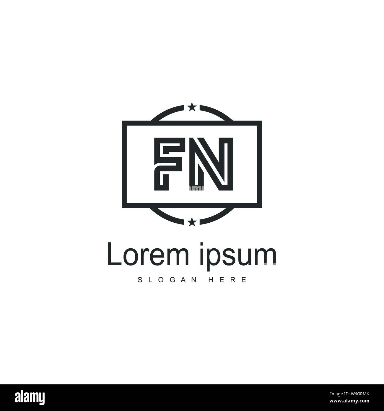 Initial FN logo template with modern frame. Minimalist FN letter logo ...