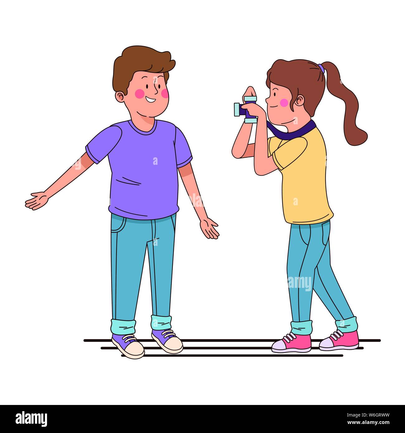 Teenagers friends smiling and having fun cartoon Stock Vector Image ...