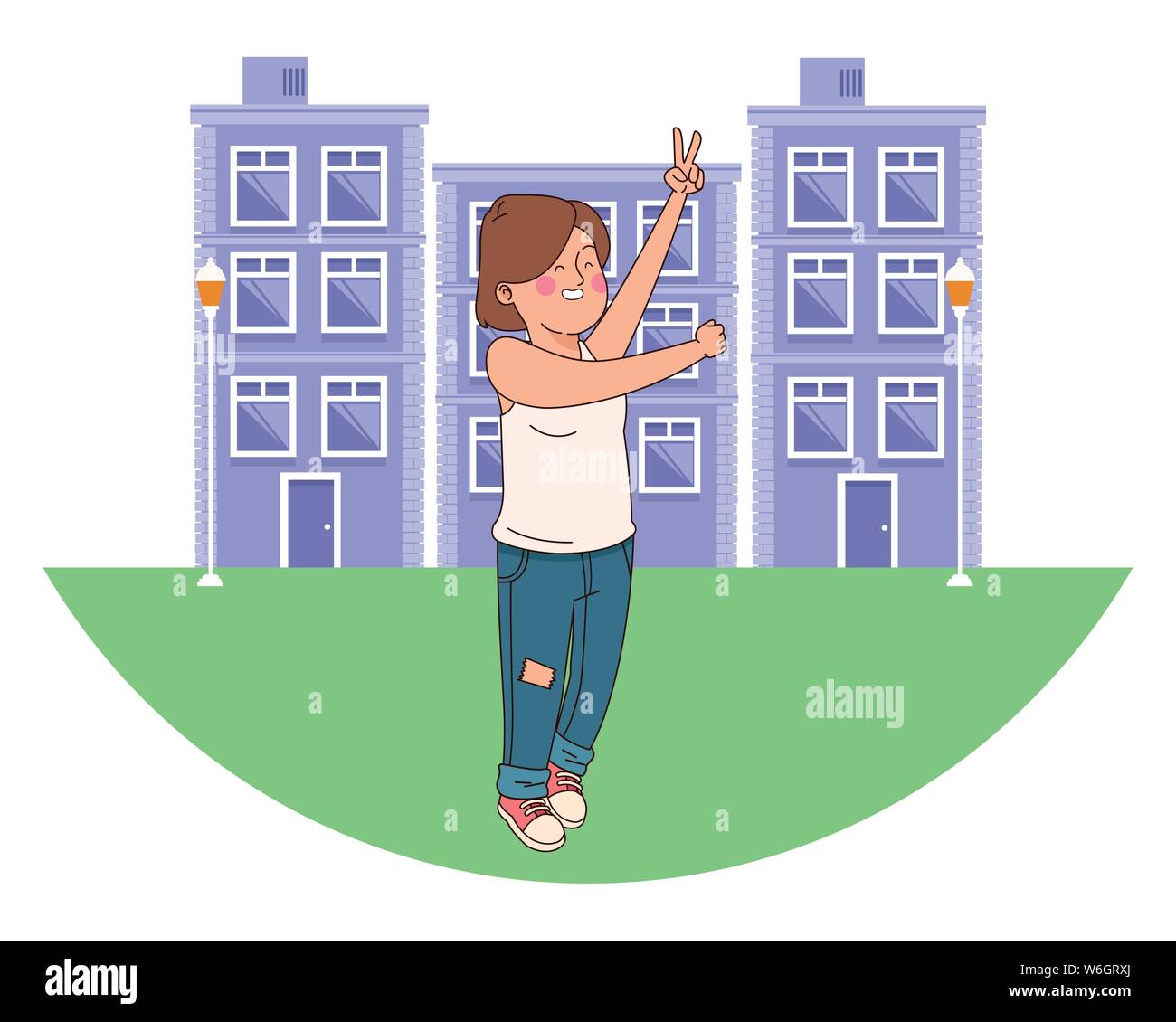 Portrait woman peace sign Stock Vector Images - Alamy